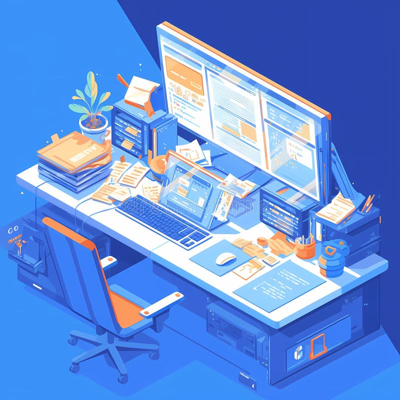 Digital Workspace Illustration Stock Illustration - Illustration of ...