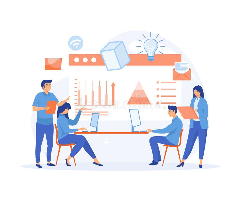 Digital Workspace, Remote Work. Corporate Business Team Having a ...