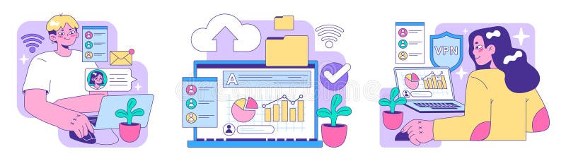 Digital Workspace Set. Flat Vector Illustration Stock Vector ...