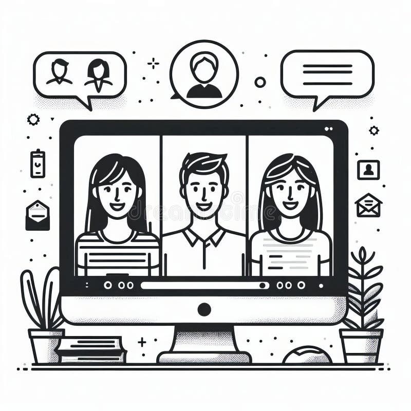 Digital Workspace: Virtual Collaboration and Communication Stock ...