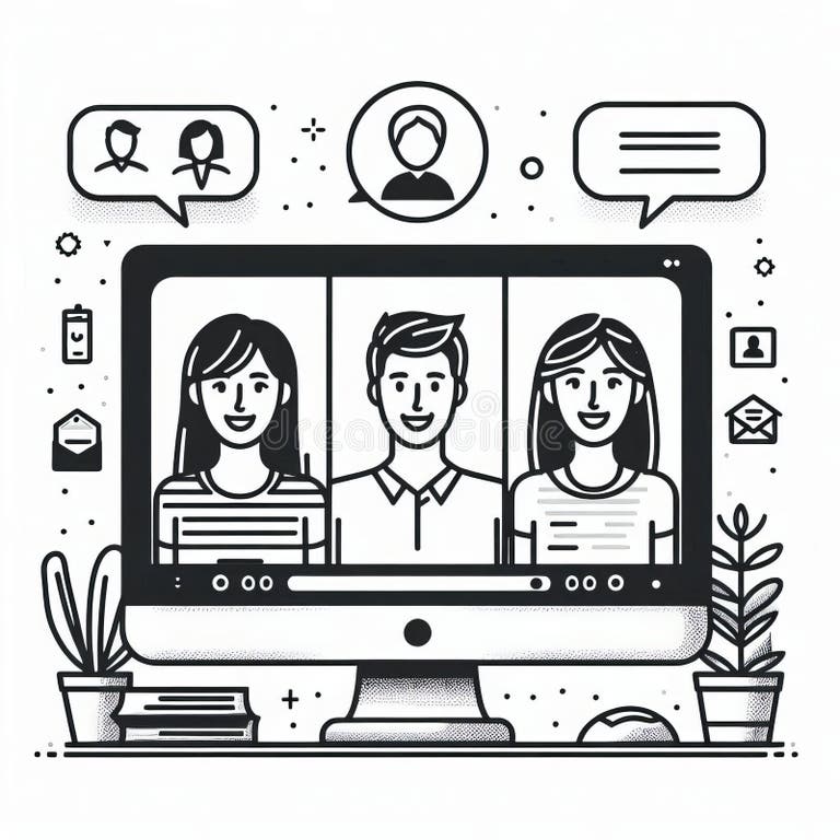 Digital Workspace: Virtual Collaboration and Communication Stock ...