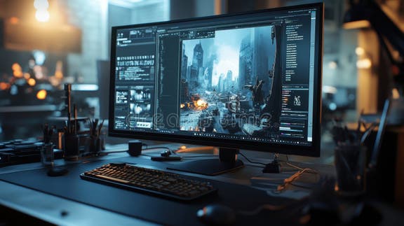 Digital Workstation for Compositing in Visual Effects Production Stock ...