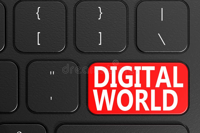 Digital World on Black Keyboard Stock Illustration - Illustration of ...