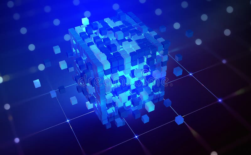 Digital World. Blocks of Information Collected in a Nanostructure Stock ...