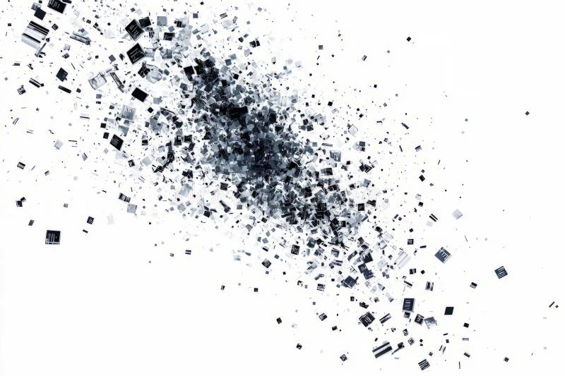 Digital World Collapsing into Chaotic Pixels and Data Fragments Stock ...