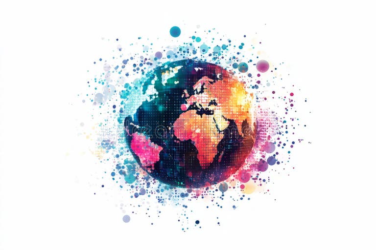 Digital World Collapsing into Chaotic Pixels and Data Fragments Stock ...