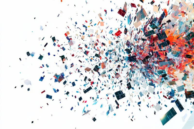 Digital World Collapsing into Chaotic Pixels and Data Fragments Stock ...