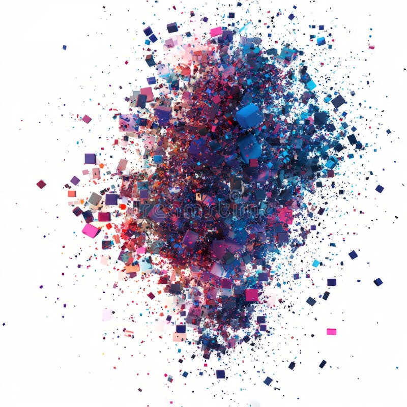 Digital World Collapsing into Chaotic Pixels and Data Fragments Stock ...