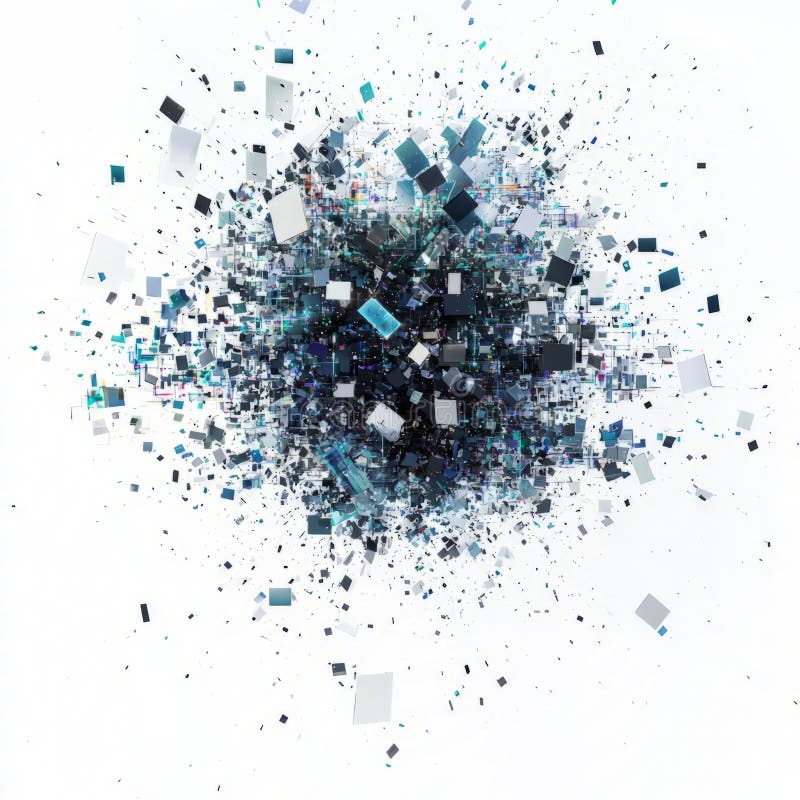 Digital World Collapsing into Chaotic Pixels and Data Fragments Stock ...