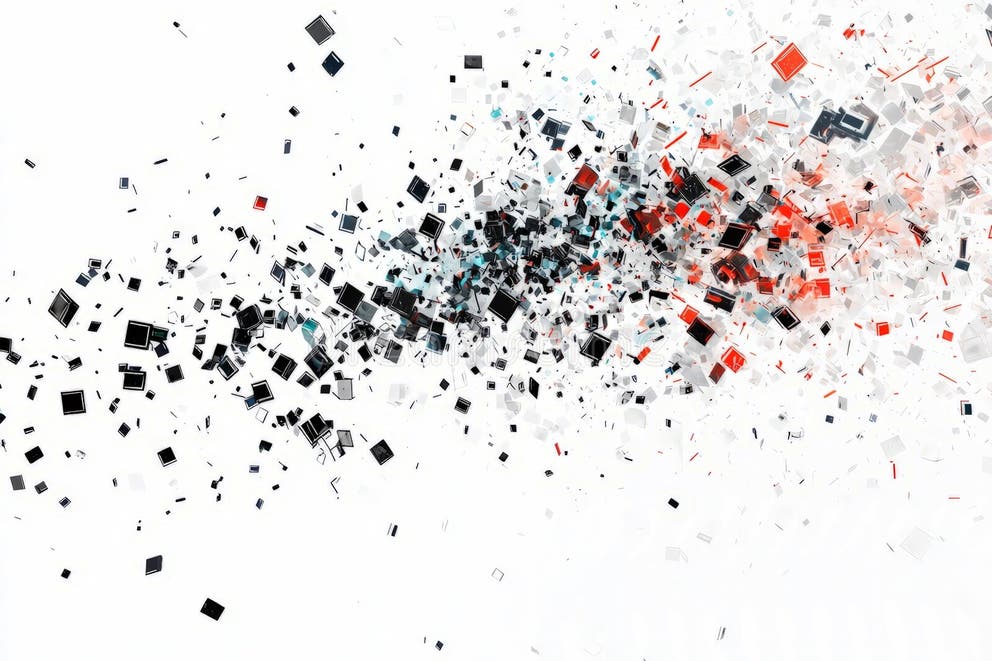 Digital World Collapsing into Chaotic Pixels and Data Fragments Stock ...