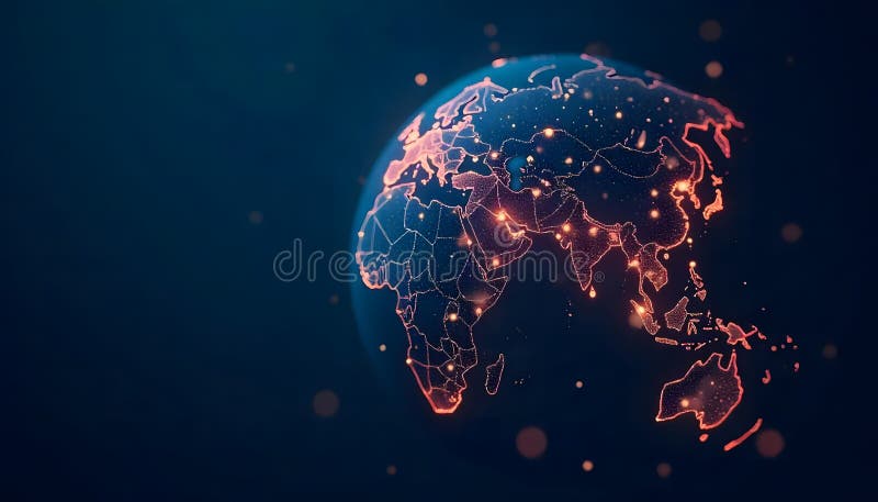 Digital World Connection with Glowing Earth and Data Visuals Stock ...