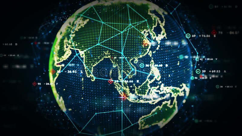 World Map Data Virtual Stage with Spotlights Stock Footage - Video of ...