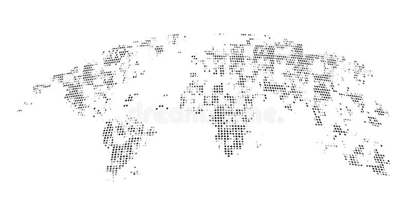 Digital World Dotted World Map Over White Background. Globe World Map ...