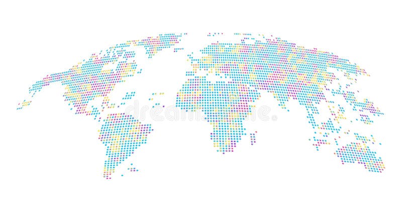 Digital World Dotted World Map Over White Background. Globe World Map ...