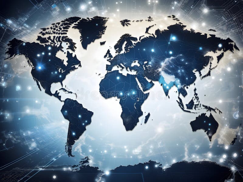 Digital World Dynamics: Internet Concept with Technological Map Stock ...