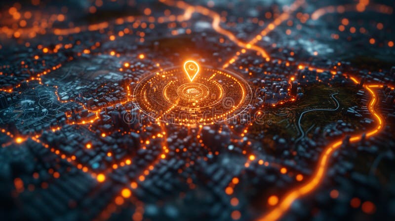 Digital World Emerging from Smartphone with GPS Arrow Pointing Forward ...