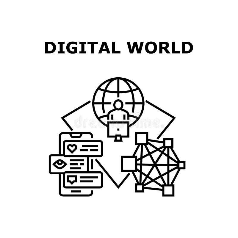 Digital World Icon Vector Illustration Stock Illustration ...