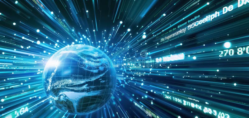 Digital World Globe Out of Control, Super Fast Data Transfer in a Mad Rush and Crazy Business ...