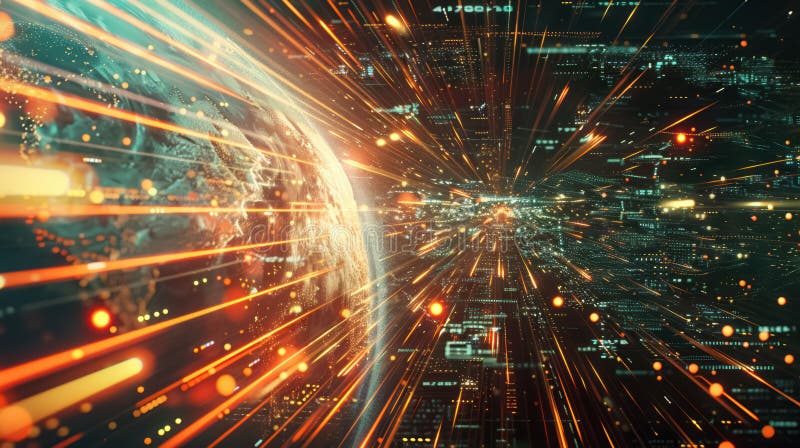 Digital World Globe Out of Control, Super Fast Data Transfer in a Mad ...