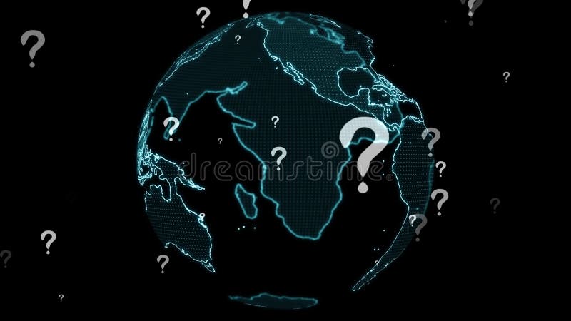 Digital World Globe with Question Marks Representing Uncertainty Stock ...
