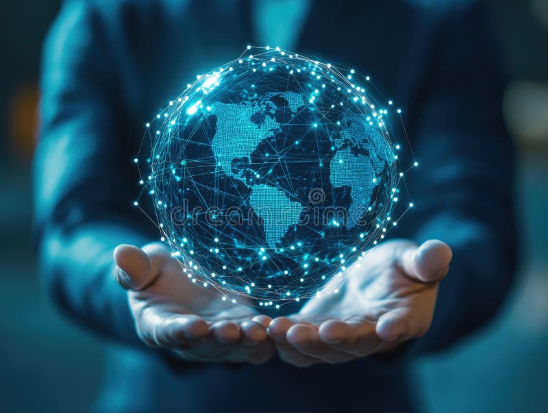 Digital World in Hands stock image. Image of digital - 364063417