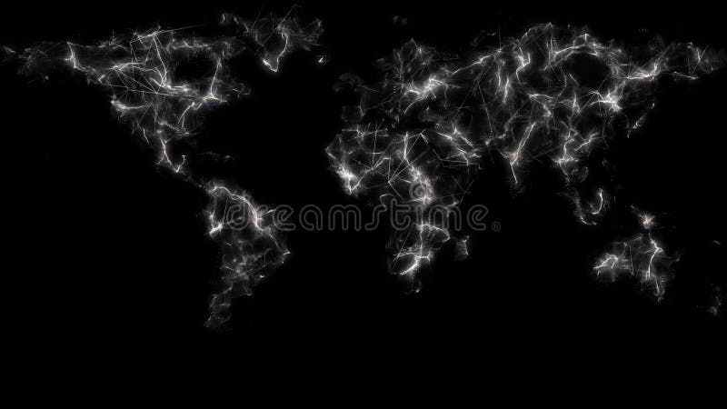 Digital World Map Animation, Seamless Loop. Animation of Technological ...