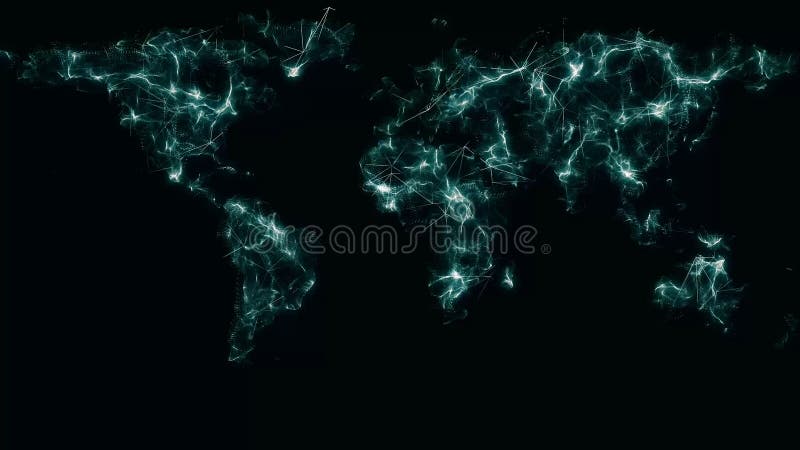Digital World Map Animation, Seamless Loop. Animation of Technological ...