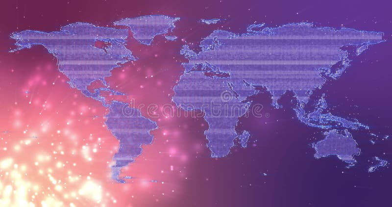 Digital World Map Being Animated Over Vibrant Gradient Backdrop, with ...