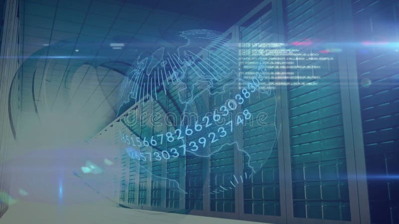 Digital World Map and Binary Code Animation Over Data Center Servers Stock Footage - Video of ...