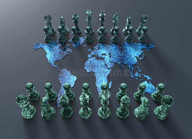 Chess Board Out of the World Map with Chess Play Stock Illustration ...