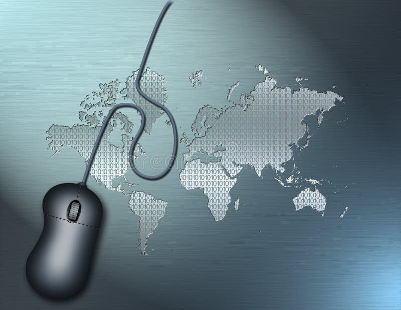 Digital World and Computer Mouse Stock Illustration - Illustration of ...