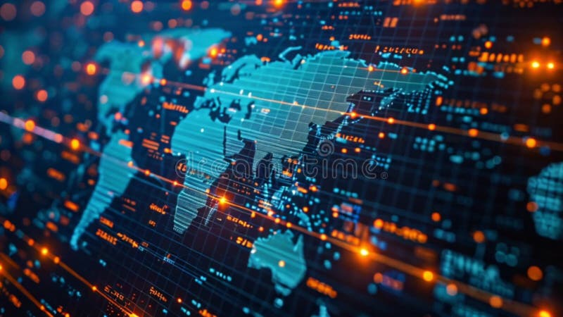 Digital World Map with Countries and Continents, News and Technology ...