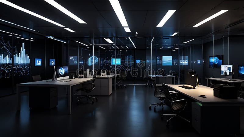 Digital World Map and Cybersecurity with Office Control Center Stock ...