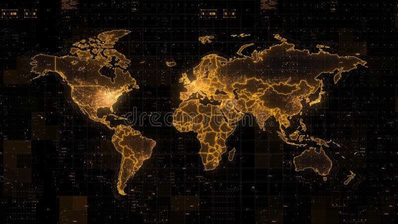 Digital World Map 3d Render Stock Illustration - Illustration of ...