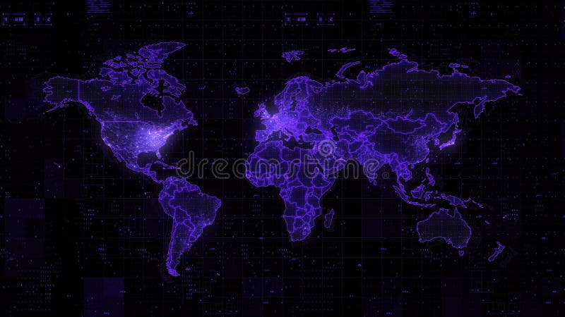 Digital World Map 3d Render Stock Illustration - Illustration of ...