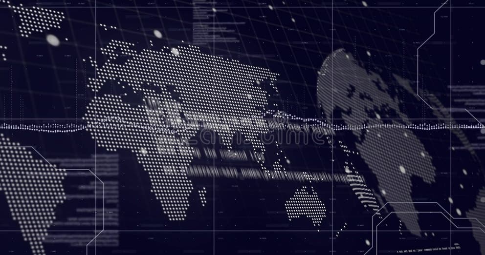 Digital World Map and Data Points Image Over JP Software Text Stock Photo - Image of ...
