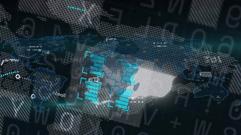 Digital World Map with Data Processing Animation and Network Connections Stock Footage - Video ...