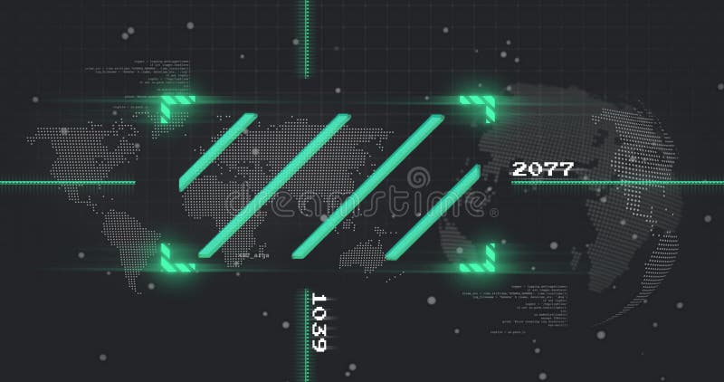 Digital World Map and Data Processing Image Over Green Bars and Numbers ...