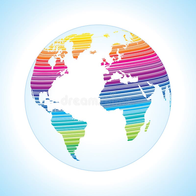 Digital World Map Design with Stripe Pattern. Stock Vector ...