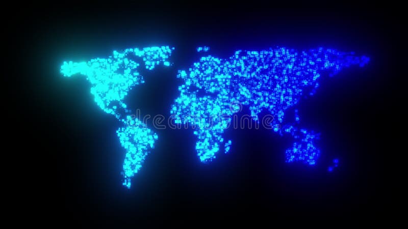 Digital world map stock footage. Video of blue, computer - 306892218