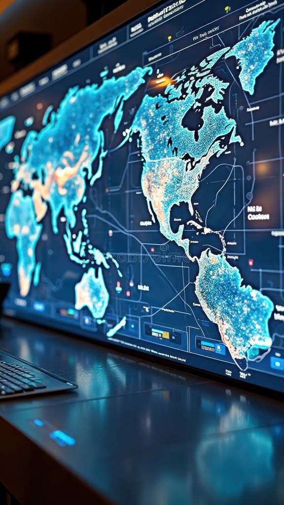 Digital World Map Display with Global Data Visualization on Large ...