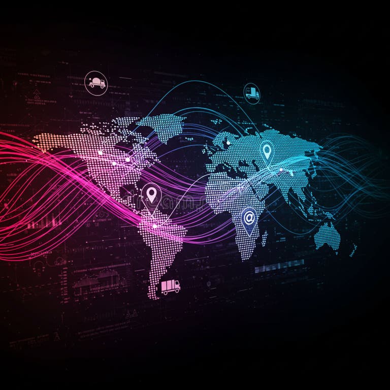 Digital World Map with a Dotted Design, Showcasing Interconnected ...
