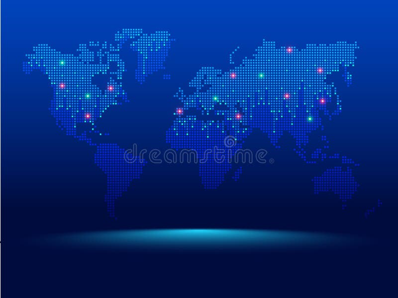 Digital World Map, Dotted World Map in Futuristic Style, the ...
