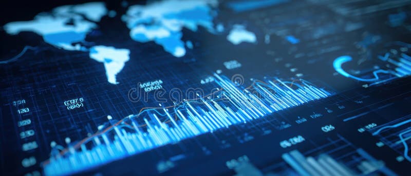 The Digital World Map with Financial Growth Analytics Displayed on ...