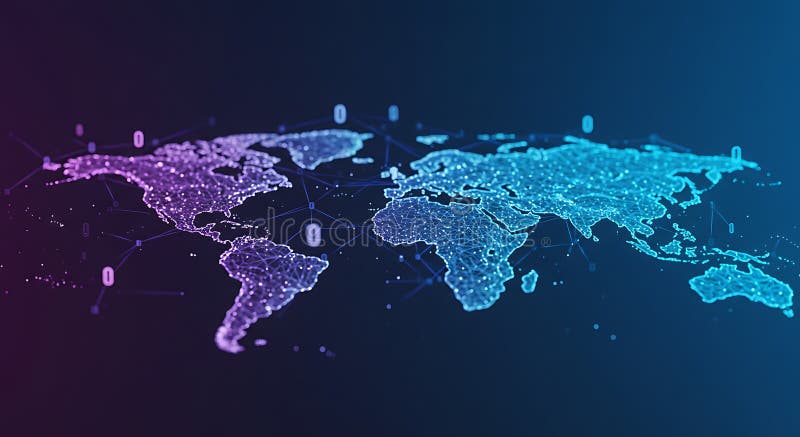 Digital World Map with a Focus on Network Connectivity. Western ...