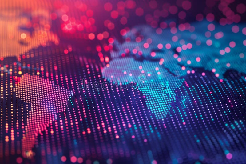 Digital World Map Future Abstract Background Big Data Technology Grid ...