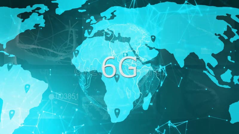 Digital World Map with 6G Network Connections and Animation Elements on ...