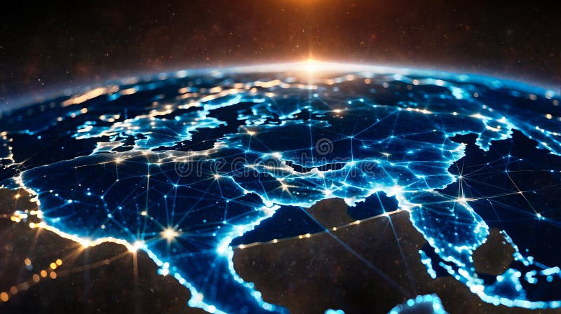 Digital World Map, Globe, Concept of Global Connection, Network and ...