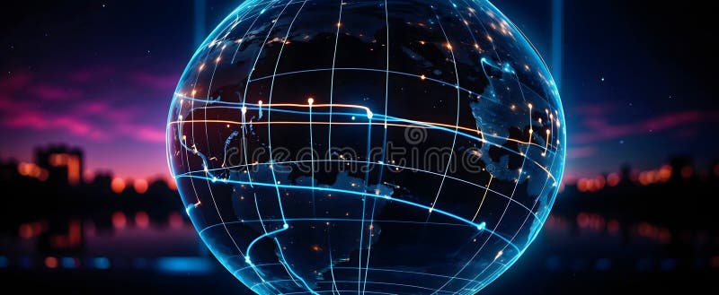 Digital World Map, Globe, Concept of Global Connection, Network and ...