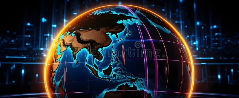 Digital World Map, Globe, Concept of Global Connection, Network and ...